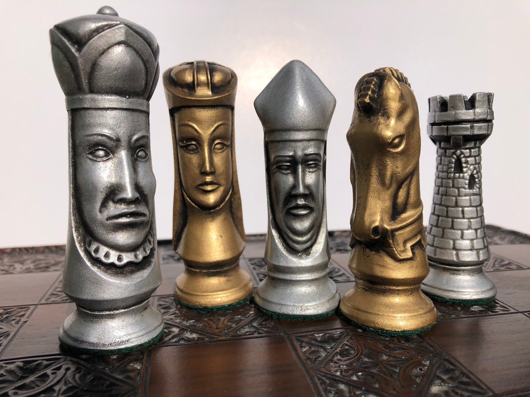 Chess Set - Gothic Heads Chess Pieces - Made to Order - Medieval Theme ...