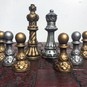 Baroque Themed Staunton Chess Set - Cold Cast Reconstructed Stone Chess ...