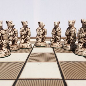 Animal Chess Set - Chinese Mice Chess Set - Antique White and Old ...