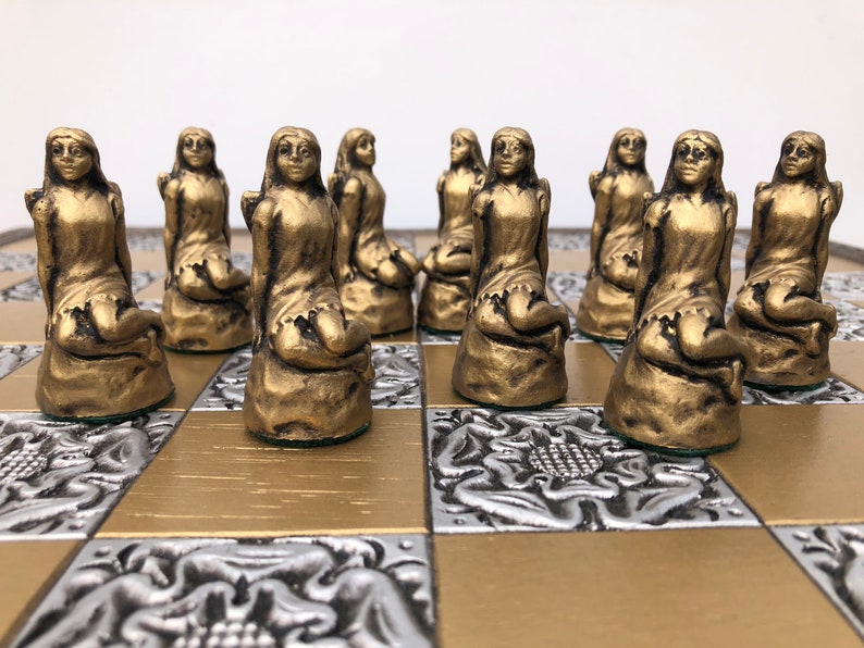 Peter Pan Chess Set Neverland Chess Set Aged Gold and - Etsy