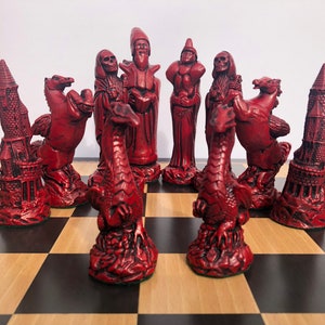 Dragons and Wizards Chess Set Fantasy Chess Set Chess - Etsy