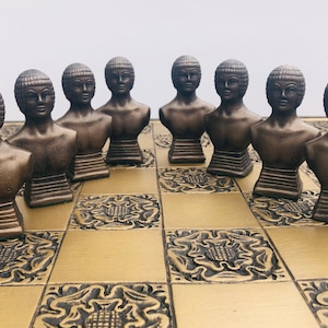 Egyptian Chess Set - Large Chess Set - Ancient Egypt Theme - Bronze and ...