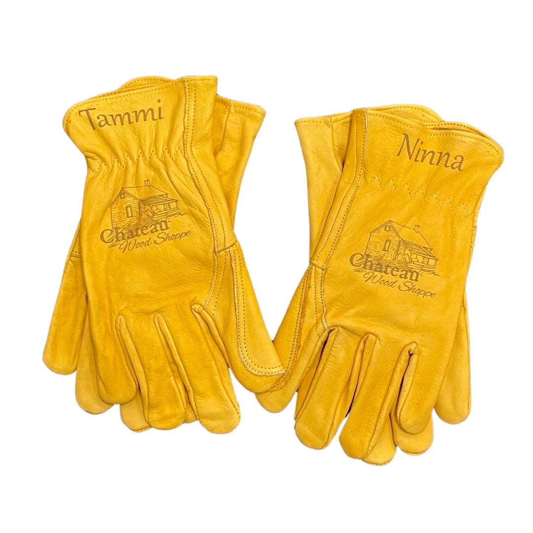 Personalized Leather Work Gloves: Engraved Logo, Double Palm - Etsy
