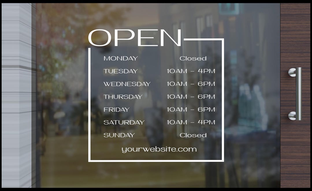 Custom Store Hours Decal Welcome Business Hours Window Decals Office ...