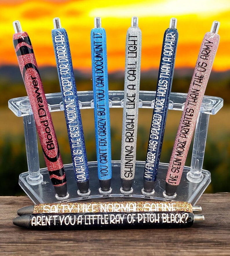 Custom Glitter Pens, Nurse Pens Epoxied, Sarcastic, Personalized, Epoxy ...