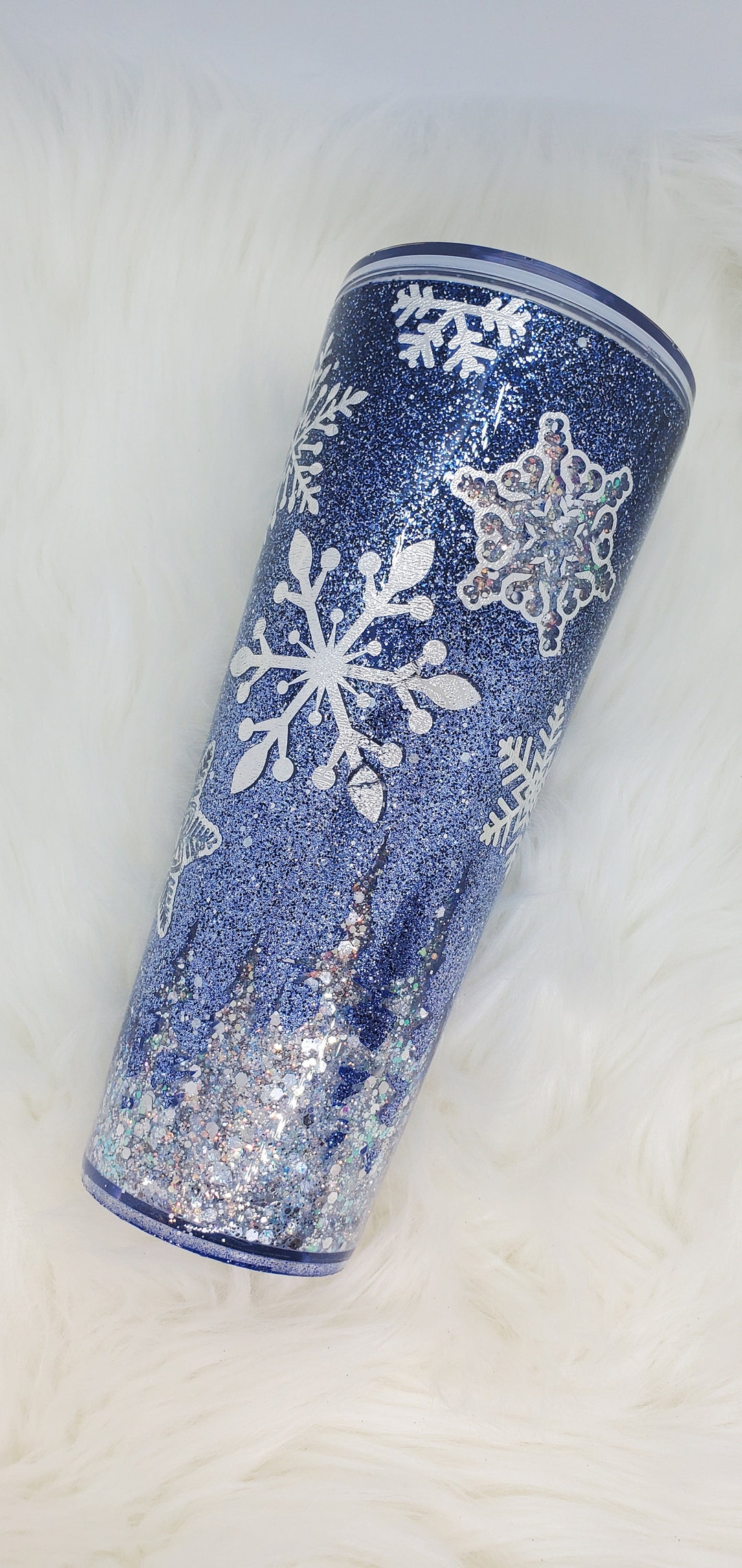 Winter Snowflake Suspended Peek-a-boo Snowglobe Glitter Tumbler - Etsy