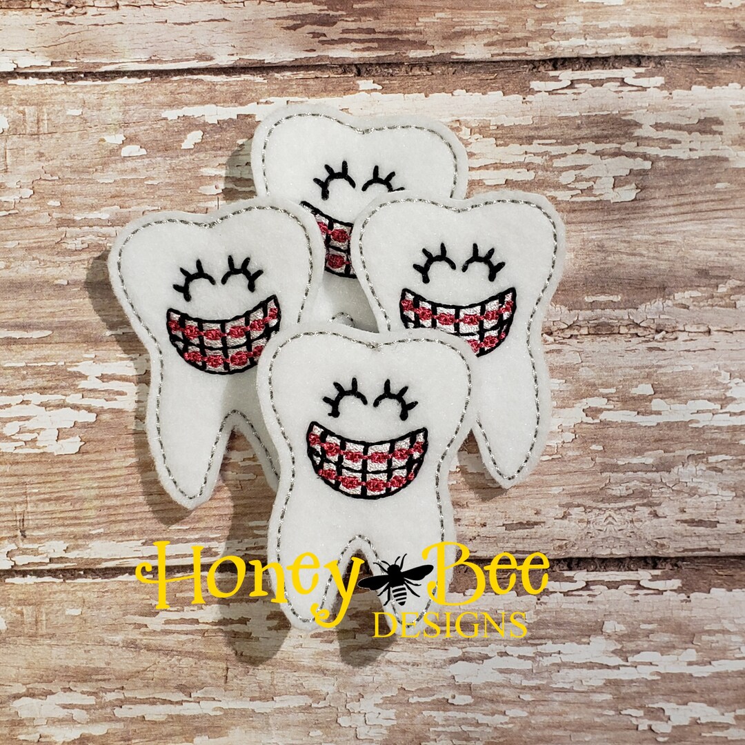 Tooth Felties, Tooth With Pink Braces Felties, Tooth Felties, Tooth ...