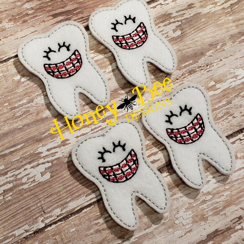 Tooth Felties, Tooth With Pink Braces Felties, Tooth Felties, Tooth ...