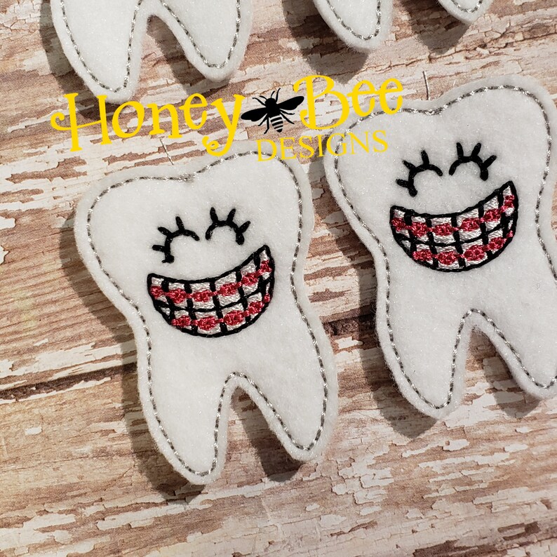 Tooth Felties, Tooth With Pink Braces Felties, Tooth Felties, Tooth ...