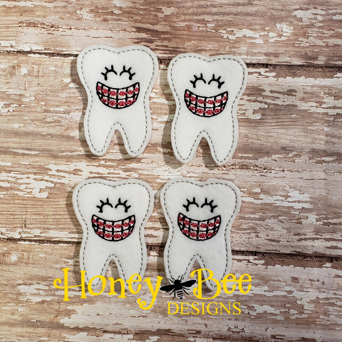 Tooth Felties Tooth with Pink Braces Felties 4 Tooth | Etsy