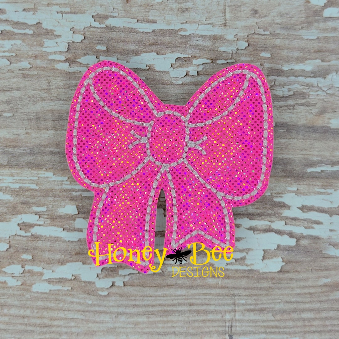 Glitter Vinyl Felties, Cut Felties, Bow Felties, Hot Pink Bow Felties ...