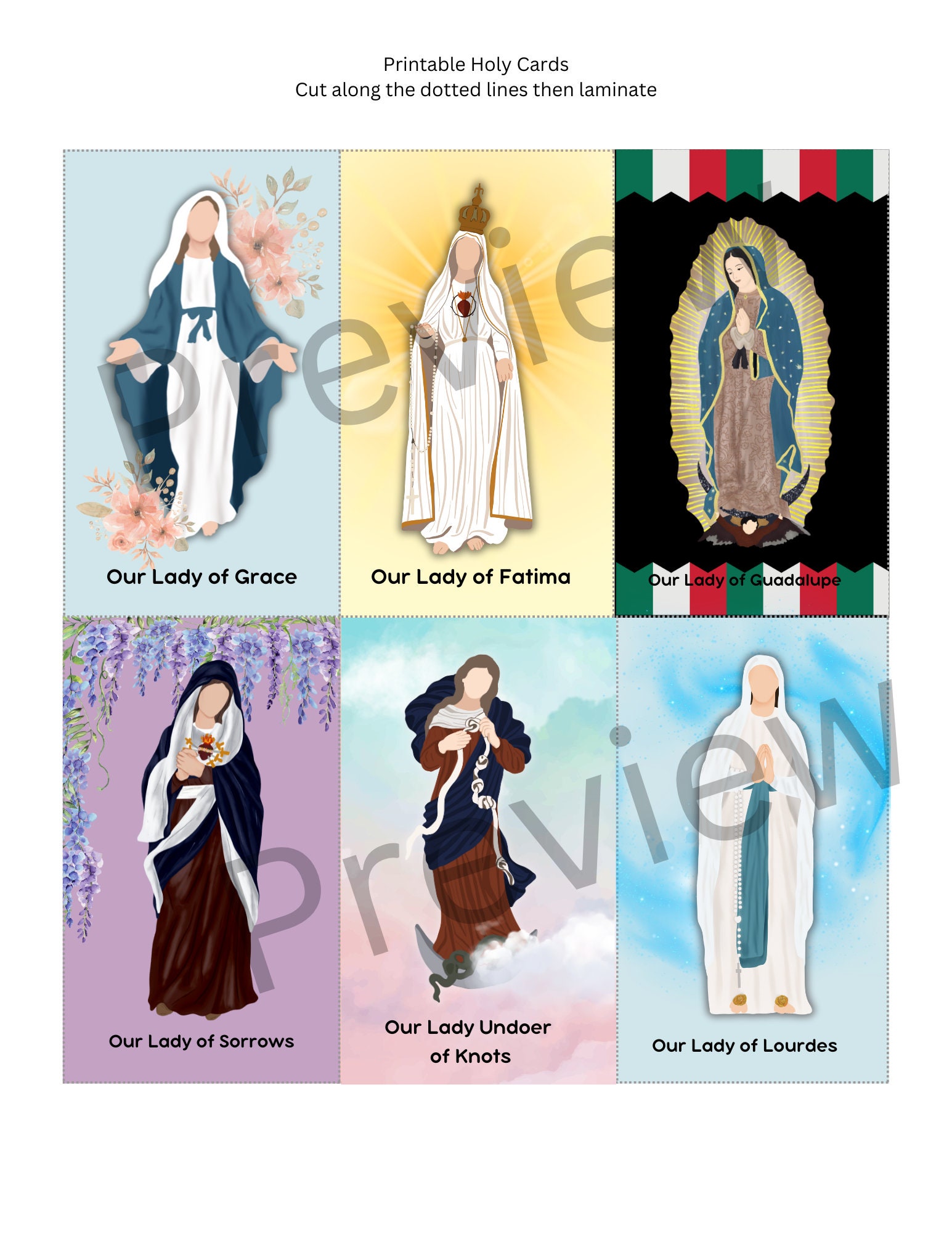Catholic Homeschool Printables Catholic Holy Cards Virgin Mary Holy ...