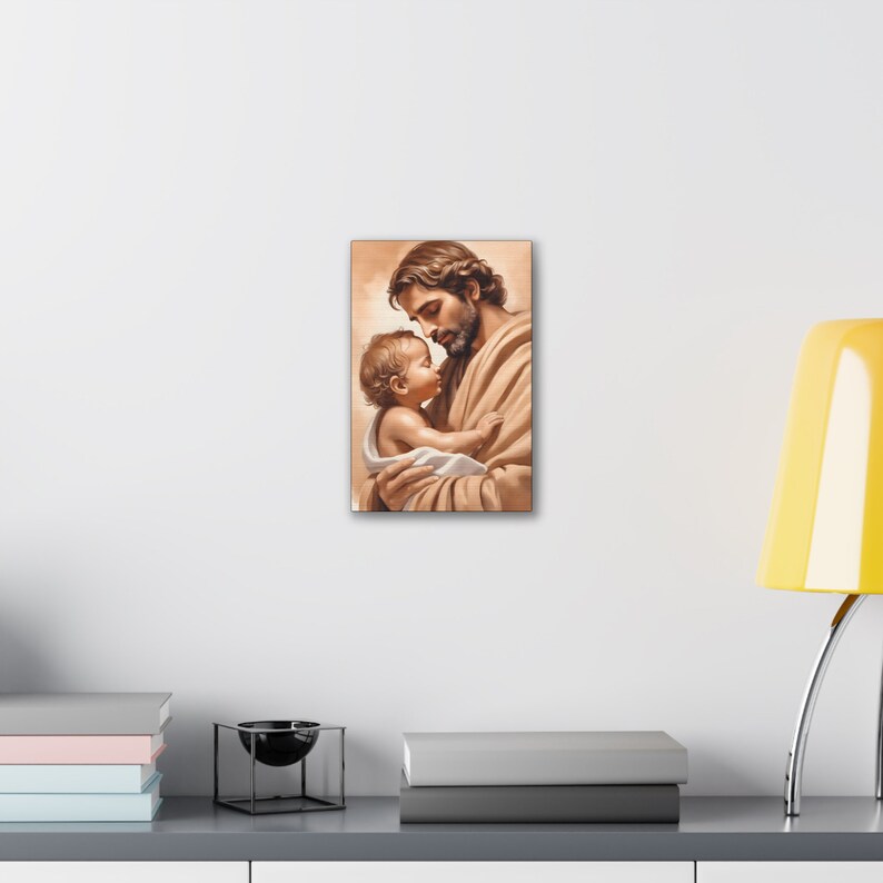 St Joseph Wall Art St Joseph Baby Jesus Wall Art Catholic Home Decor ...