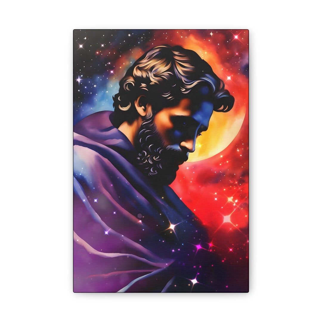 Galaxy Watercolor Art Print St Joseph Wall Art Icon Catholic Room Decor ...