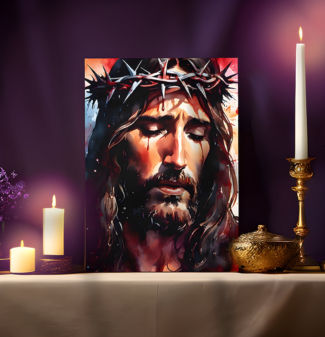 Holy Face of Jesus Crown of Thorns Wall Art Lent Room Decor Crown of ...