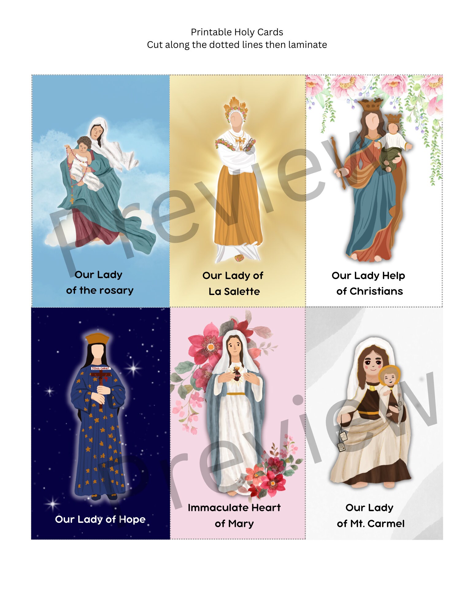 Catholic Homeschool Printables Catholic Holy Cards Virgin Mary Holy ...