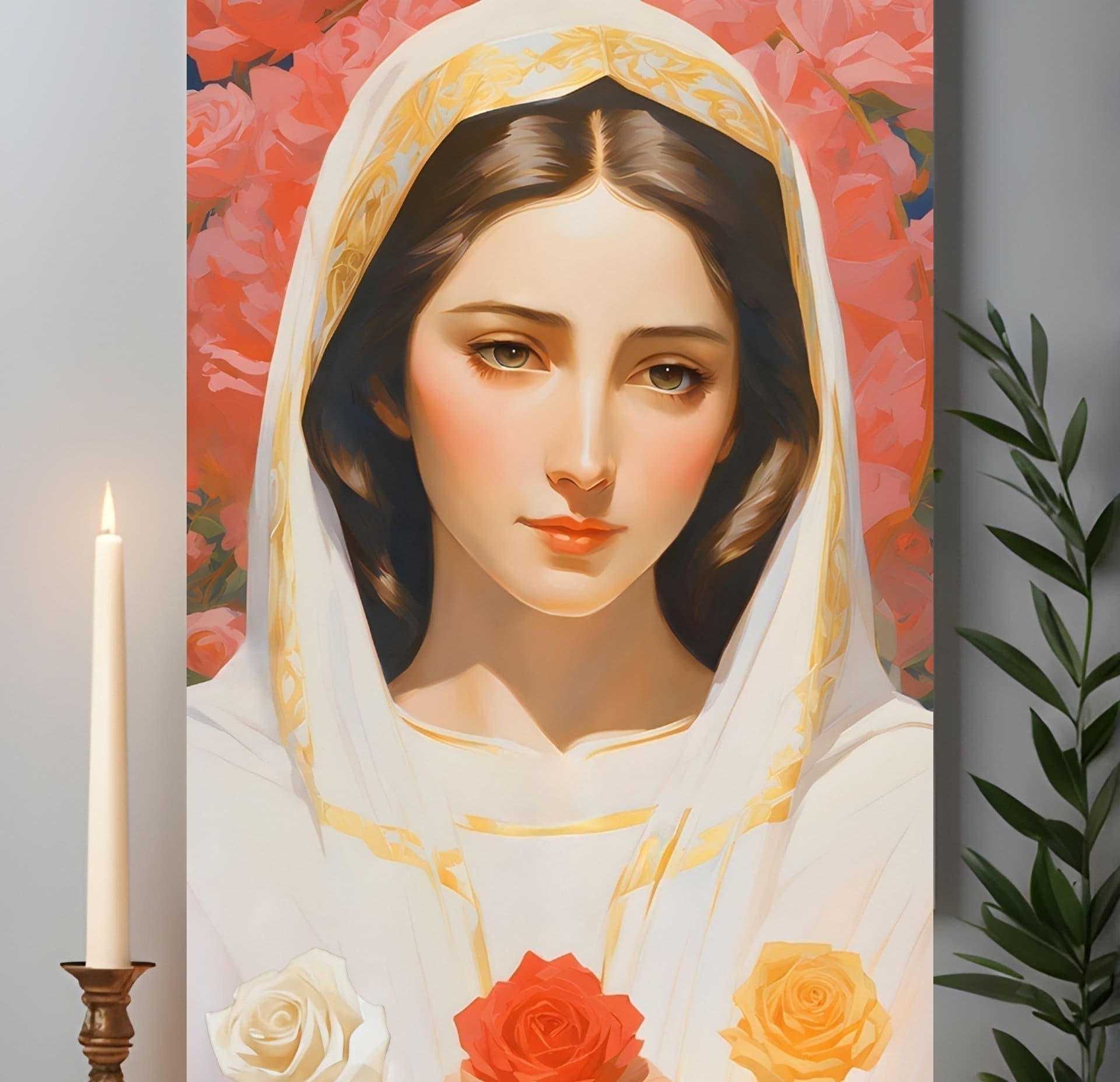 Our Lady Mystical Rose Art Print Virgin Mary Room Decor Catholic Art ...