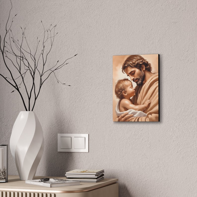 St Joseph Wall Art St Joseph Baby Jesus Wall Art Catholic Home Decor ...