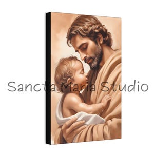 St Joseph Wall Art St Joseph Baby Jesus Wall Art Catholic Home Decor ...