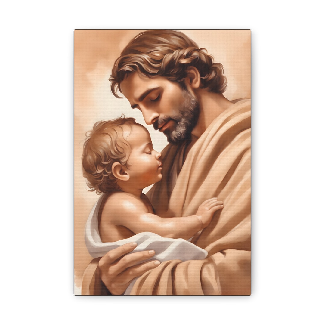 St Joseph Wall Art St Joseph Baby Jesus Wall Art Catholic Home Decor ...
