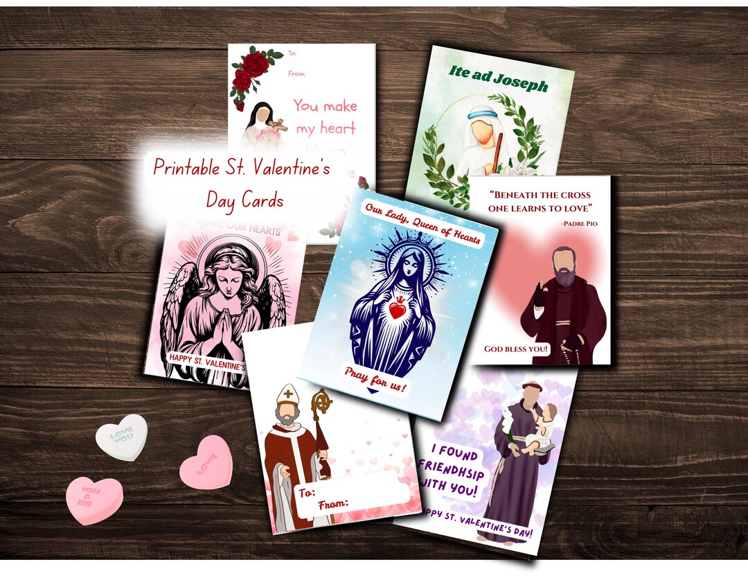 Catholic Valentine Cards Printable Valentine Cards Saint Holy Cards ...