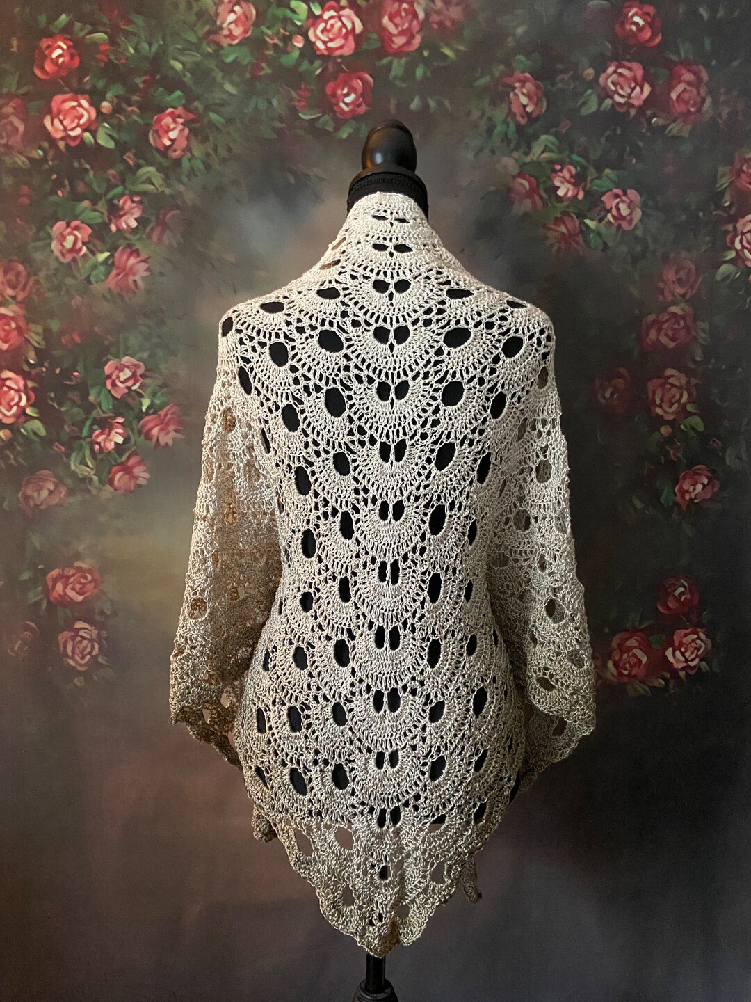 Formal Shawl, Cream and Green, Bridal Prom Shawl - Etsy