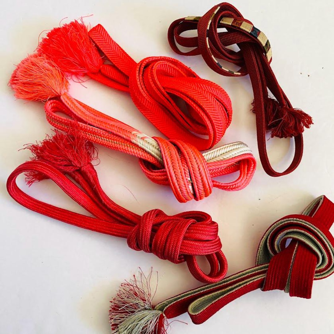 Bundle #95 Red Pink, Obijime, Japanese Obijime Belt, Kimono Accessory ...