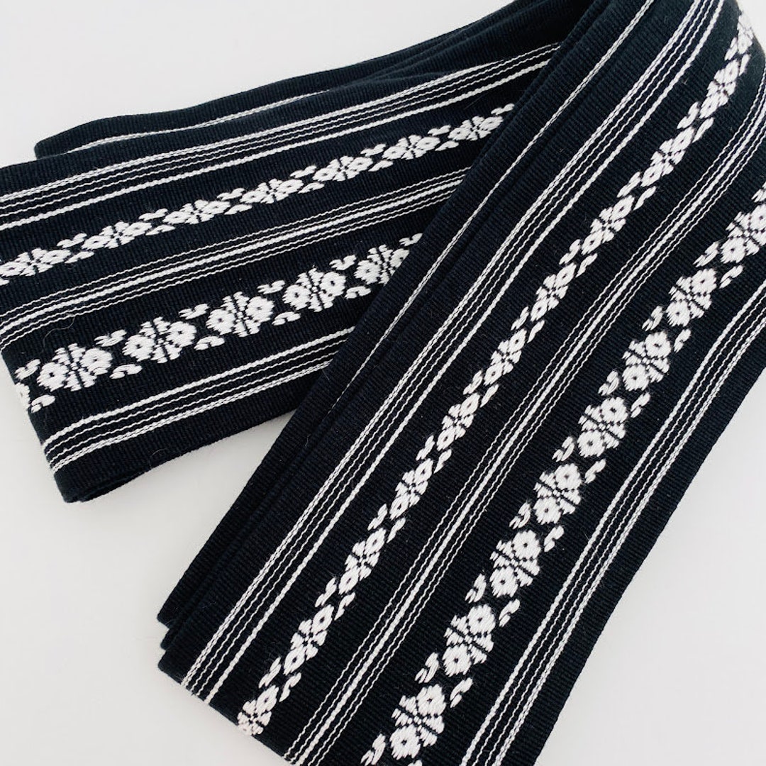 Black, Kenjo Hakata Ori, Men's Kaku Obi, Vintage Samurai Obi Sash Belt ...