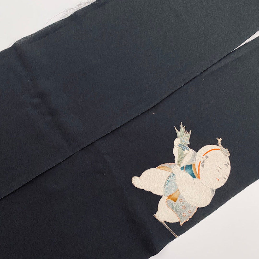 Sumo Baby #eset Hand Painted Tomesode Black Vintage Silk Japanese ...