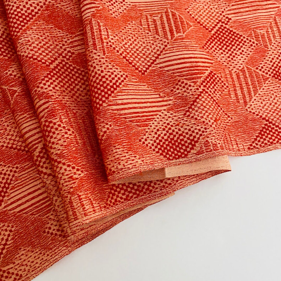 Red Crystal Vintage Japanese Kimono Fabric Panel Authentic High Quality ...