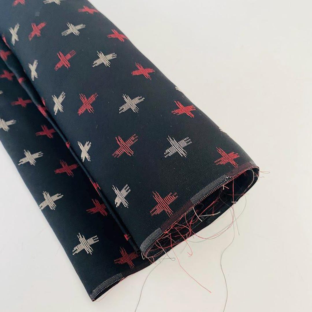 Black Cross 12yds Entire Deconstructed Tsumugi Pongee Japanese Kimono ...