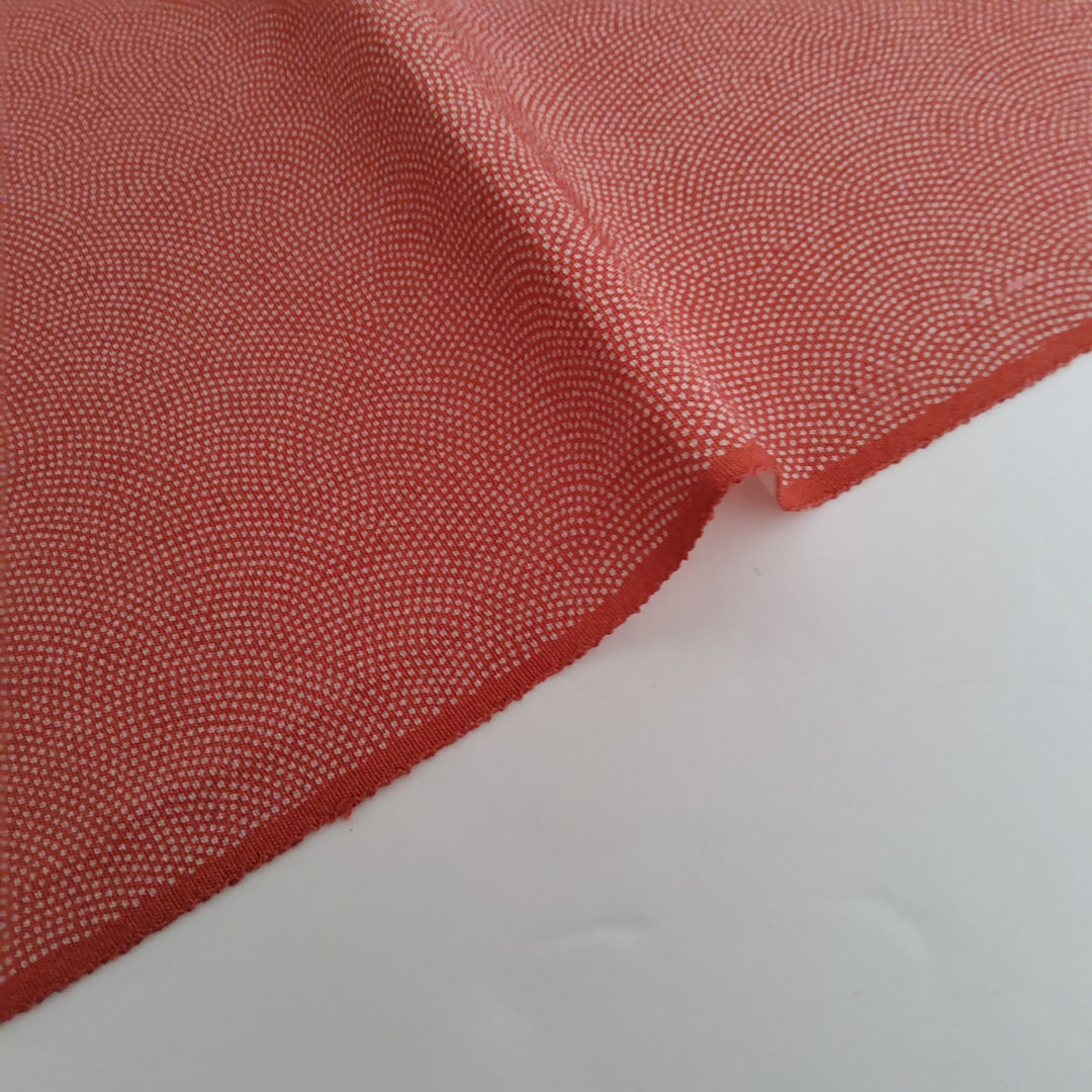Coral Peach Edo Komon Silk Vintage Japanese Kimono Fabric Panel High ...