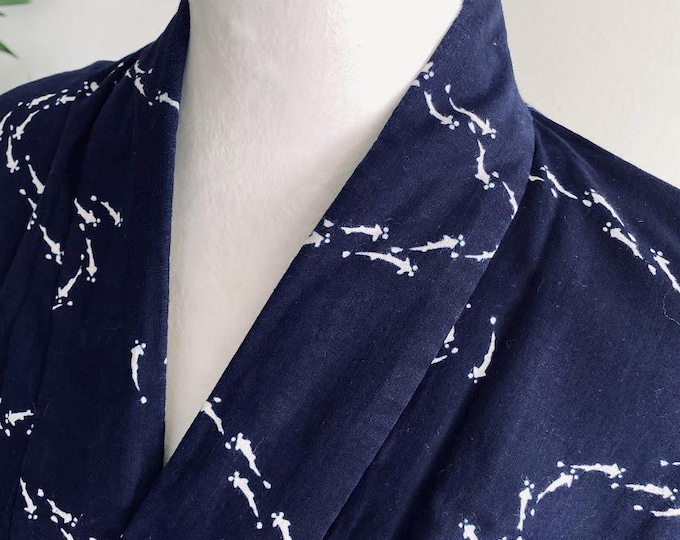 Navy Medaka Fish, WIDE, Yukata Robe, Summer Kimono, Kimono for Women ...