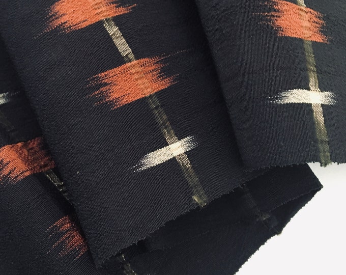 Kunoichi Ninja Kasuri Vintage Japanese Kimono Fabric Panel DIY Antique ...