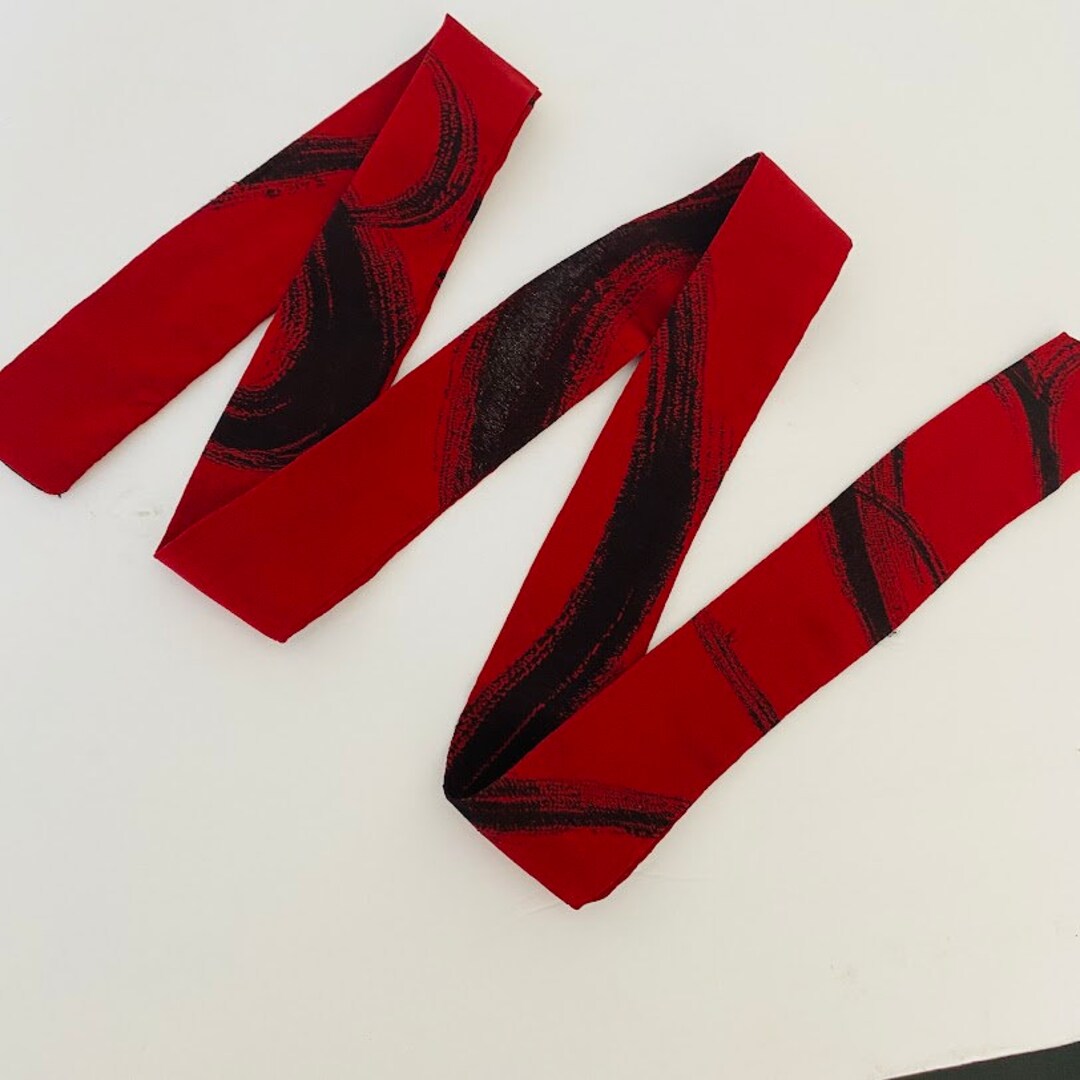 Calligraphy Red Scarf for Women Vintage Kimono Skinny Scarf - Etsy