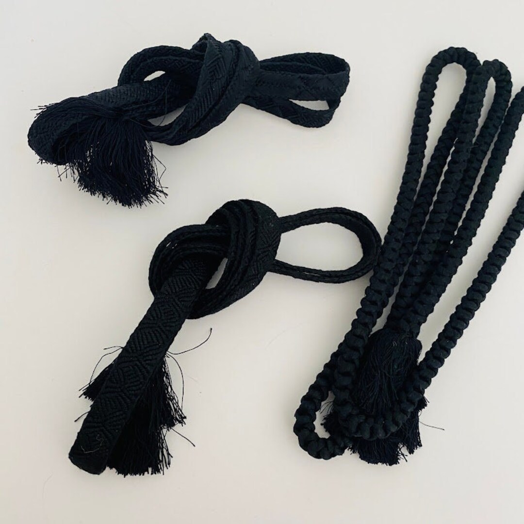 Black 567 Obijime, Japanese Obijime Belt, Kimono Accessory, Silk Kimono ...