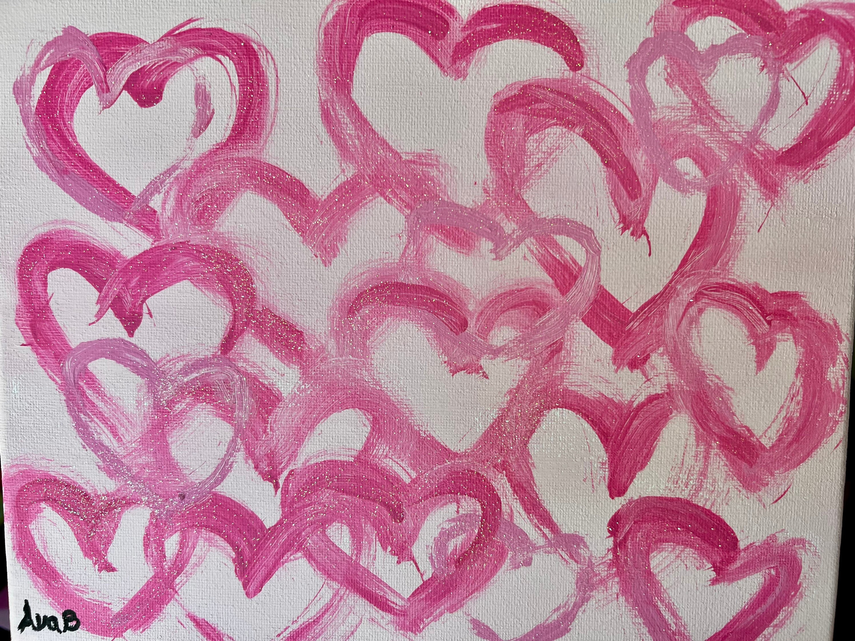 Preppy Hearts Acrylic Paint on Canvas - Etsy