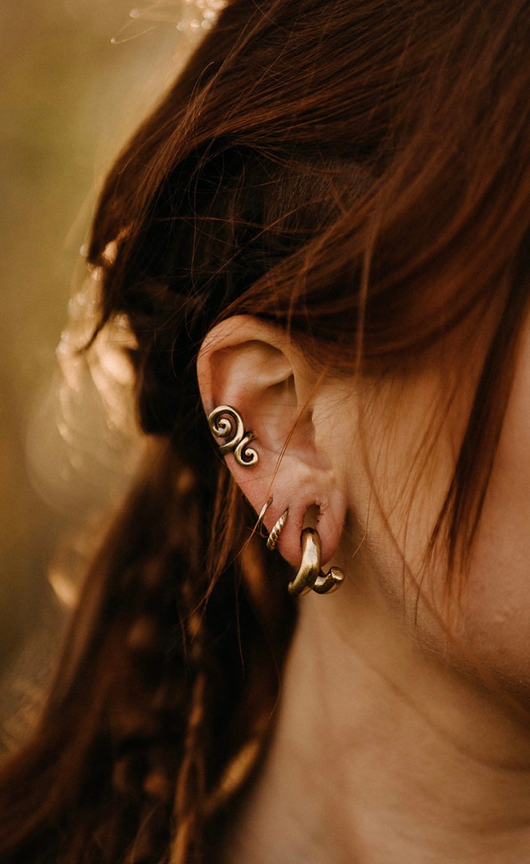 Golden Loops Minimalist Industrial Small Ear Weights Curly Gold Simple ...