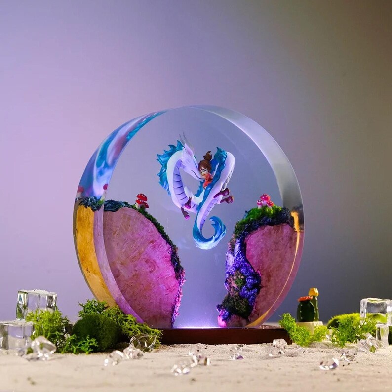 Chihiro and Haku Resin Lamp | Spirited Away Diorama Light | Studio ...