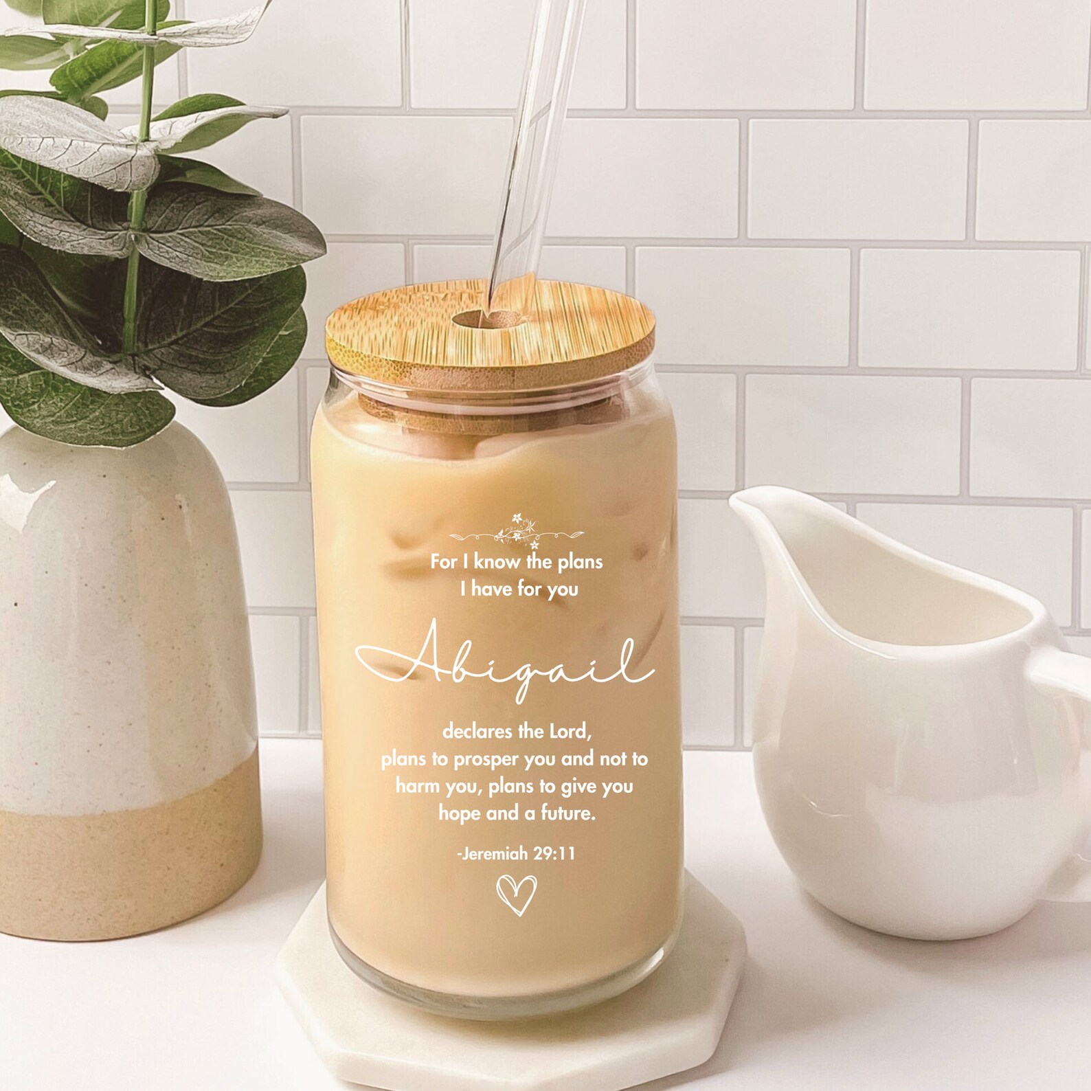 Personalized Iced Coffee Cup, for I Know the Plans Bible Verse Cup ...