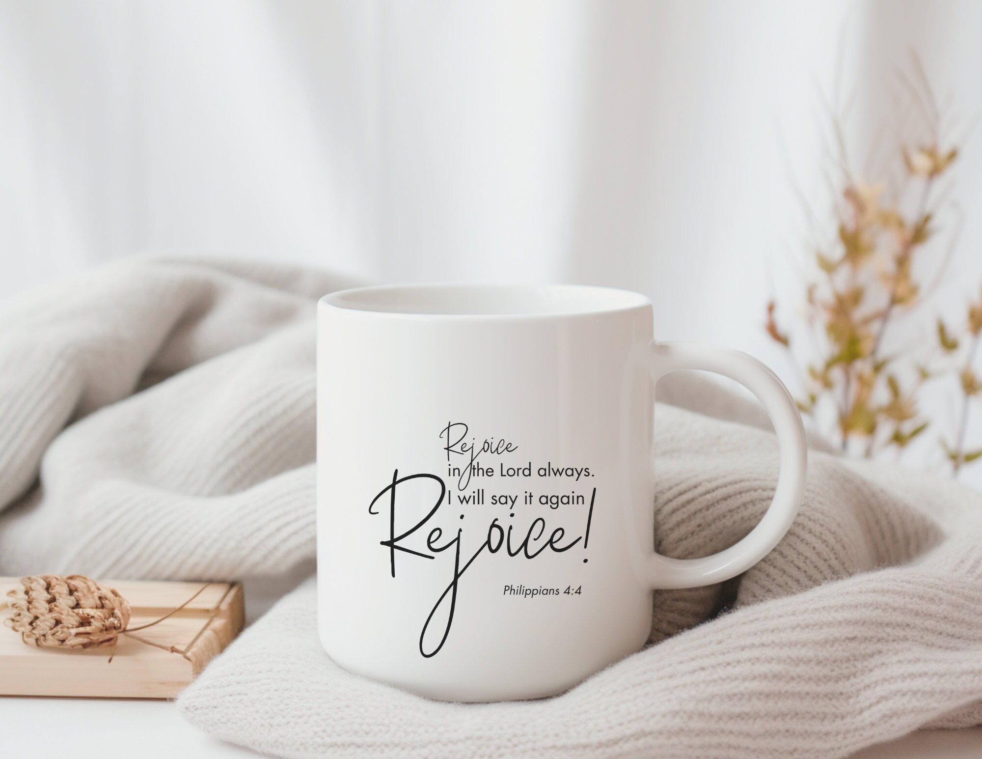 Rejoice in the Lord, Bible Verse Coffee Mug, Religious Gift, Scripture ...