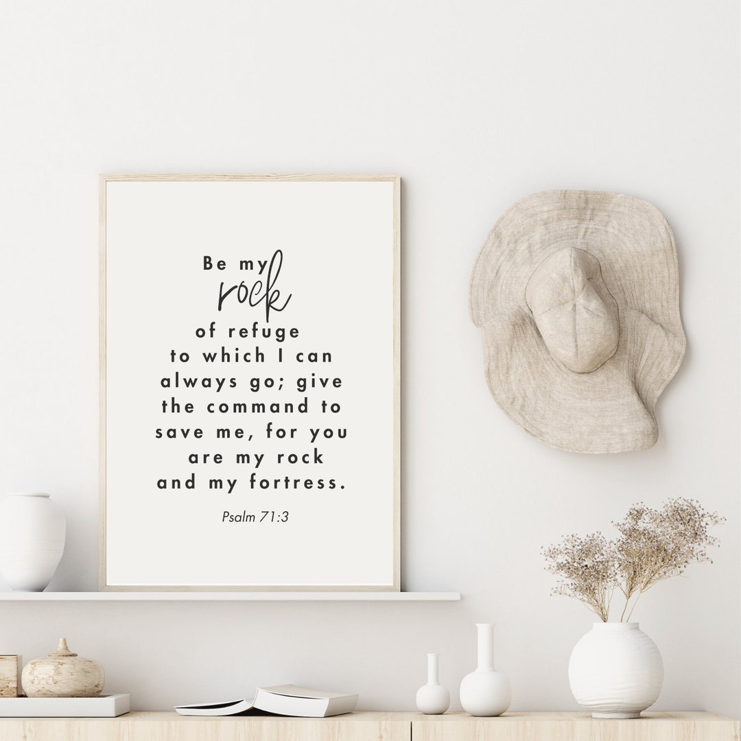 Be My Rock of Refuge, Bible Verse Printable, Home Décor, Scripture Wall ...