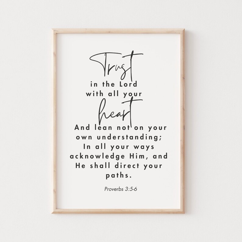 Trust in the Lord, Bible Verse Printable, Home Décor, Scripture Wall ...