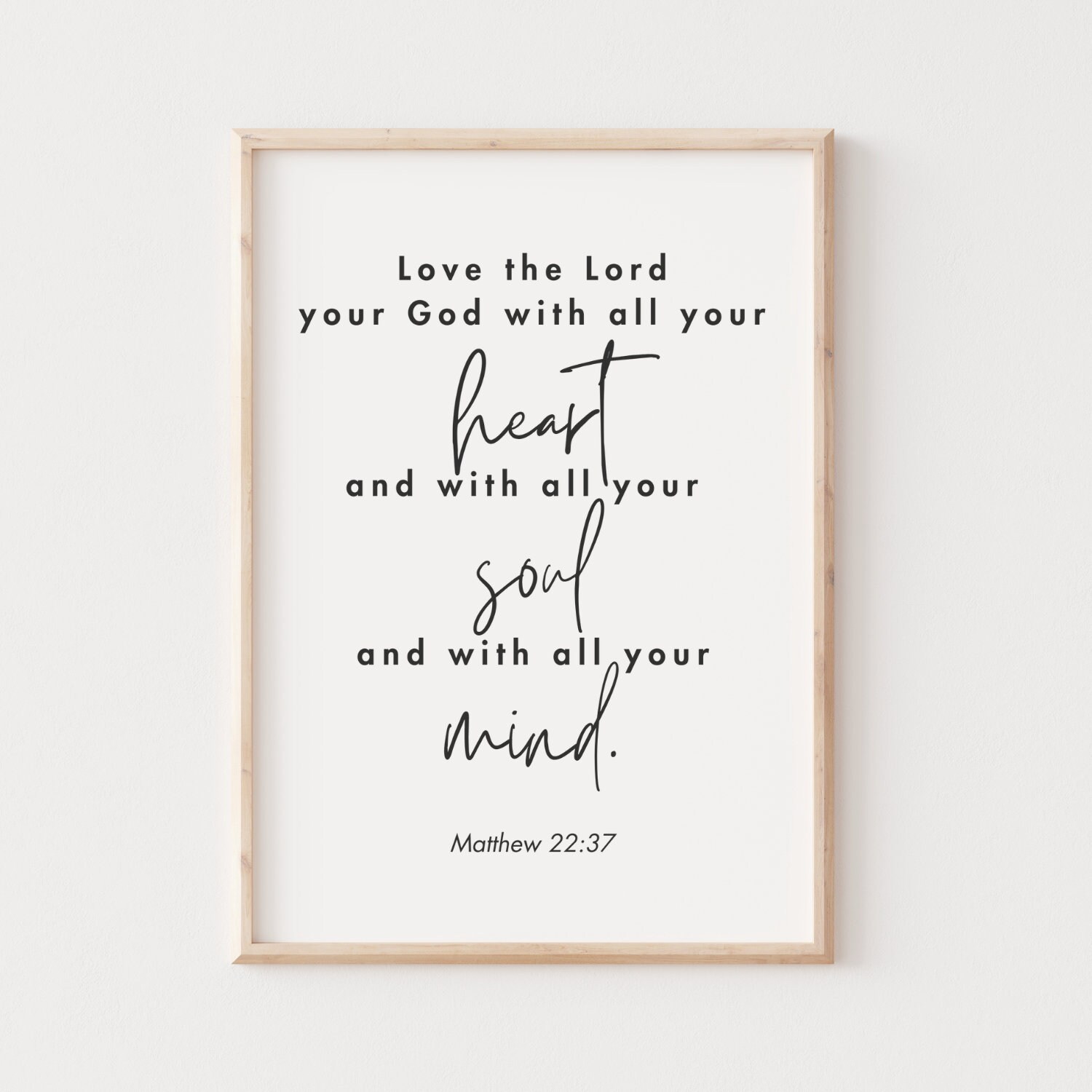 Love the Lord Your God, Bible Verse Printable, Home Décor, Scripture ...