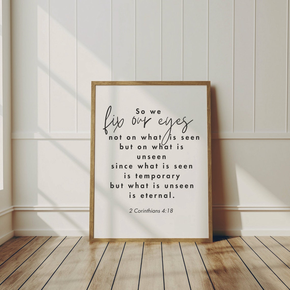 So We Fix Our Eyes, Bible Verse Printable, Home Décor, Scripture Wall ...