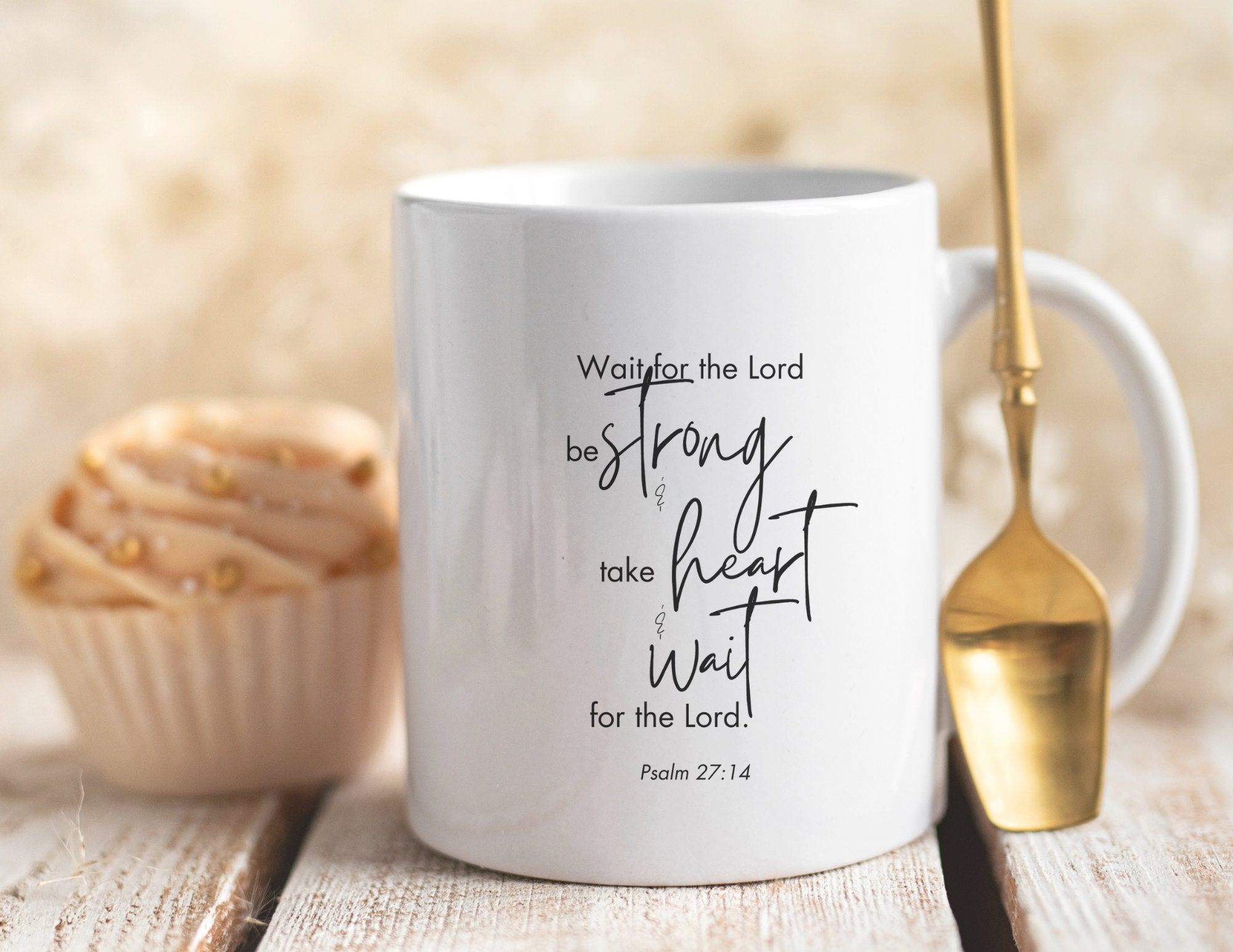 Wait for the Lord, Bible Verse Coffee Mug, Religious Gift, Scripture ...