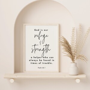 God is Our Refuge, Bible Verse Printable, Home Décor, Scripture Wall ...