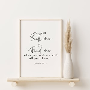 You Will Seek Me and Find Me, Bible Verse Printable, Home Décor ...