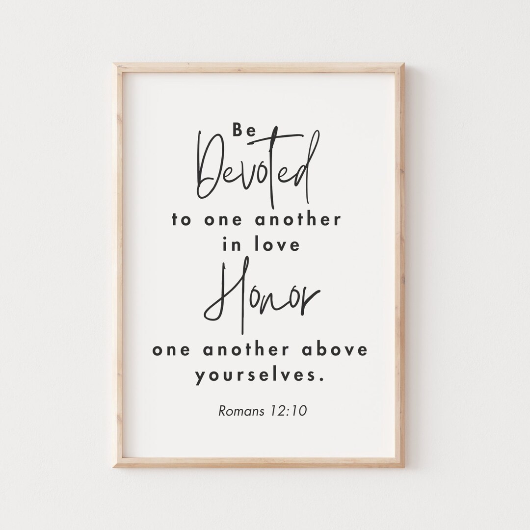 Be Devoted to One Another, Bible Verse Printable, Home Décor, Scripture ...