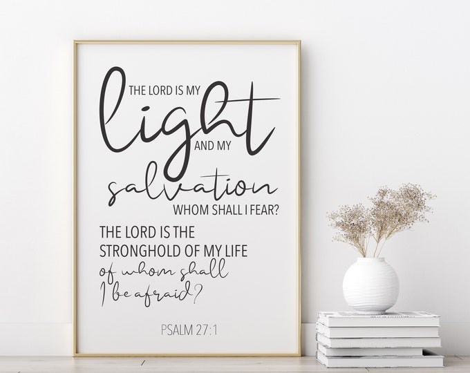 The Lord is My Light, Bible Verse Printable, Home Décor, Scripture Wall ...